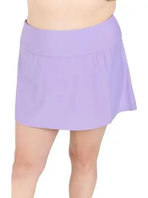 CALYPSA Short Swim Skort With Built-In Shorts Lavender