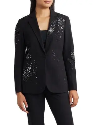 Anne Klein Embellished One-button Blazer - Anne Black