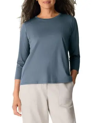 Eileen Fisher Organic Cotton Three-quarter Sleeve Top - Coldspring