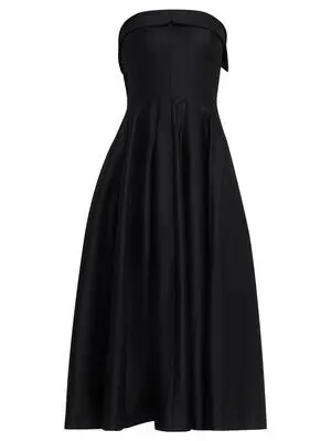 Alberta Ferretti Strapless Pleated Midi Dress - Black