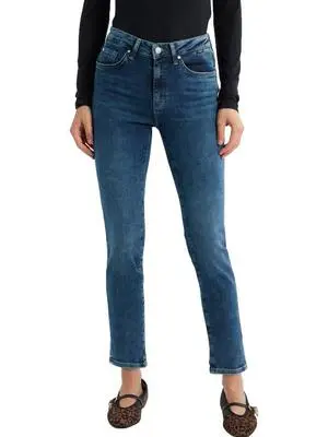 MAVI Kathleen High-waist Slim Straight-leg Jeans - Used Brushed Feather Blue