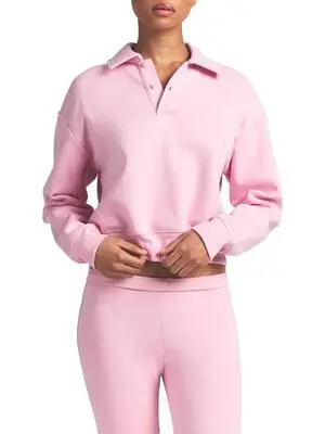 SKIMS Cotton Fleece Blend Polo Sweatshirt - Halite
