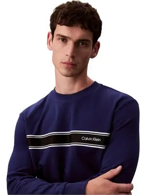 Calvin Klein Fleece Stripe Classic Sweatshirt - Blueprint
