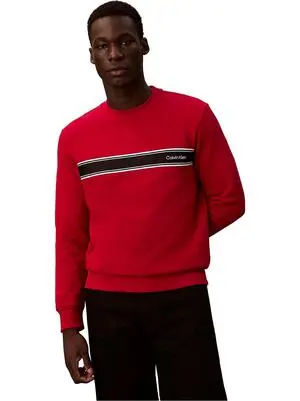 Calvin Klein Fleece Stripe Classic Sweatshirt - Chilli Pepper