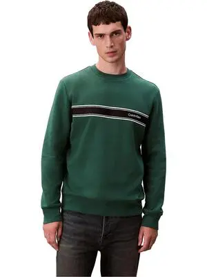 Calvin Klein Fleece Stripe Classic Sweatshirt - Hunter Green