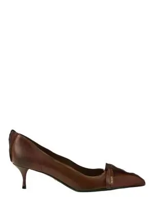 Prada 55 Mm Antiqued Leather Pointed-toe Pumps - Brown