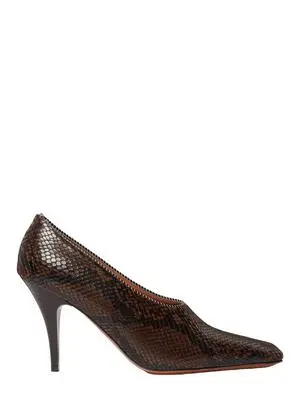 Stella McCartney Square-toe Snake Stiletto Pumps - Coffee