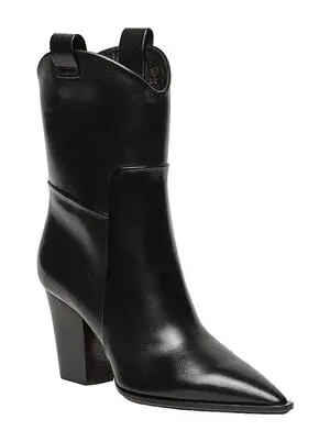 Santoni Leather Ankle Boot - Black