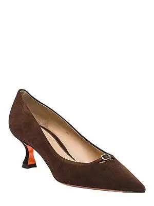 Santoni Suede Mid-heel Pump - Brown