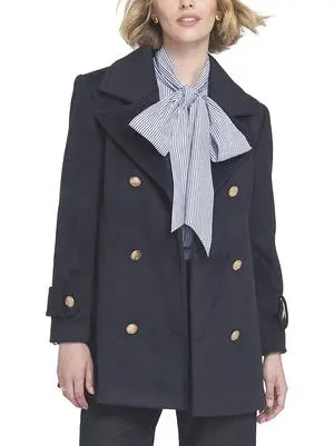 ELLE COLLECTION Melton Pea Coat - Navy