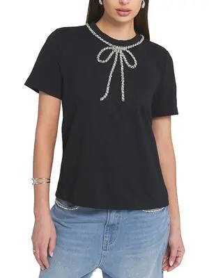 ELLE COLLECTION Embellished Bow Tee