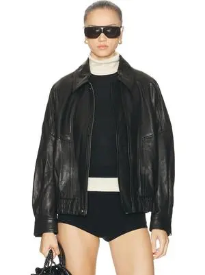 Nour Hammour Dalma Relaxed Leather Jacket - Black