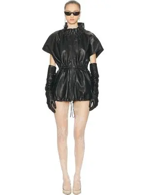 Magda Butrym Short Sleeve Leather Jacket - Black