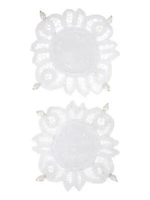 GOHAR WORLD Lace Pearl Coasters - White