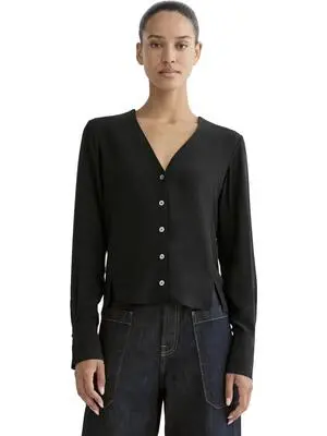 Everlane Washable Silk V-neck Blouse - Black