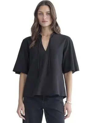 Everlane Gauze Tie-front Shirt - Black