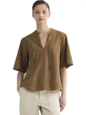 Everlane Gauze Tie-front Shirt - Toffee