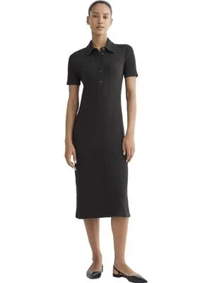 Everlane Cozy Rib Polo Midi Dress - Black
