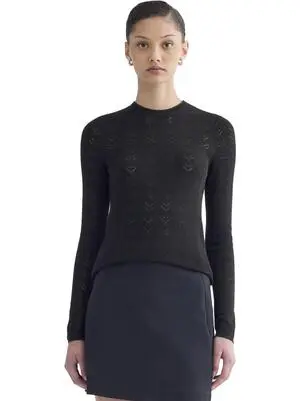 Everlane Pointelle Crew Neck Sweater - Black