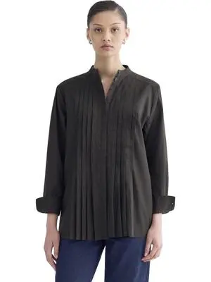 EVERLANE Pleated Silky Cotton Shirt