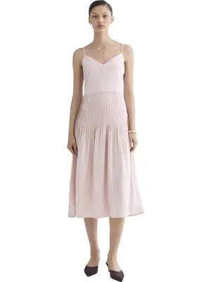Everlane Pleated Slip Midi Dress - Soft Rose