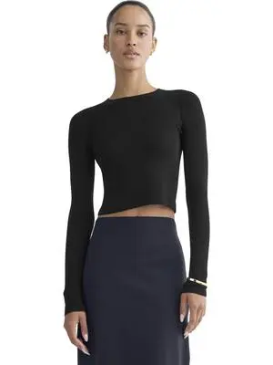 Everlane Cropped Crew Neck Sweater - Black