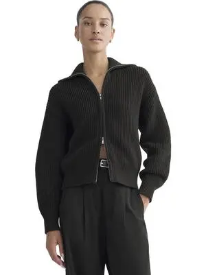 Everlane Everyday Cotton Full-zip Sweater - Black