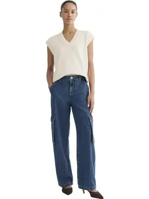 Everlane Mid-rise Wide-leg Cargo Jeans - Tungsten Blue Stone