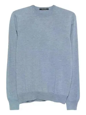 Tagliatore Crew-neck Virgin Wool Sweater - Blue