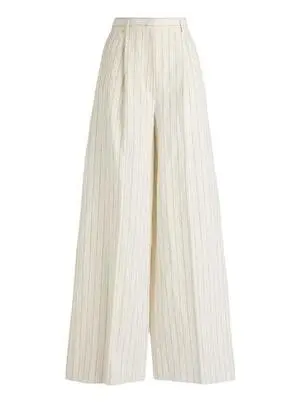 Max Mara Wide-leg Pinstriped Pants - White