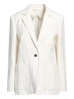 Max Mara Single-breasted Blazer In Linen And Cotton Blend - White