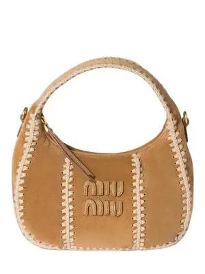 MIU MIU Suede And Crochet Shoulder Bag