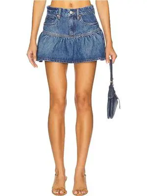 Blanknyc Ruffle Denim Mini Skirt - Rain Or Shine