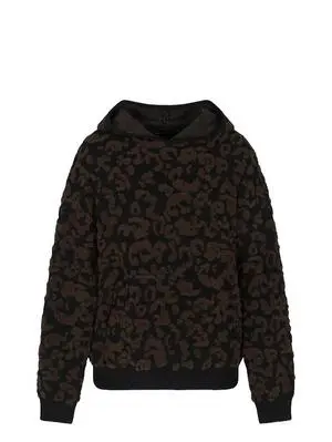 Emporio Armani Leopard Jacquard Virgin Wool Hooded Jumper - Black