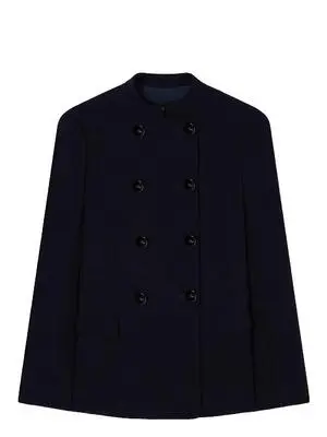 Giorgio Armani Double-breasted Jacket In Stretch Virgin Wool - Black