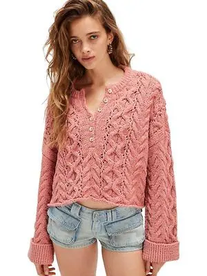 Free People Polly Cable-Knit Sweater Rosie