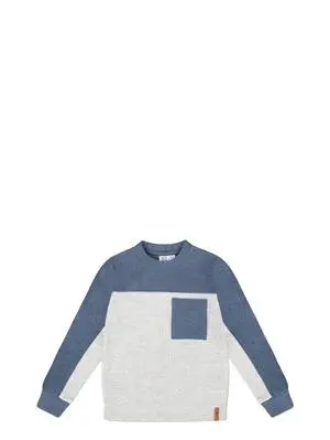 DEUX PAR DEUX Long Sleeve Color Block Top - Light Heather Gray