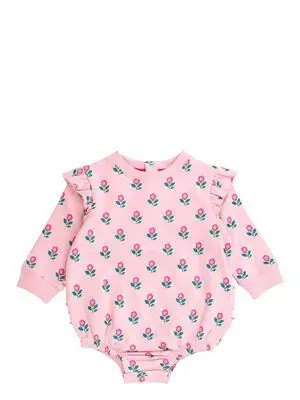 RUFFLEBUTTS Zinnia Meadow Cotton Bodysuit - Pink
