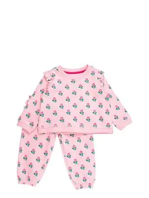RUFFLEBUTTS Zinnia Meadows Cotton Sweatshirt & Sweatpants Set - Pink