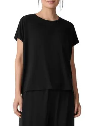 Eileen Fisher Crewneck Wedge Top Black