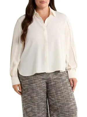 LYSSÉ Ivette Pleated Balloon Sleeve Button-Up Shirt