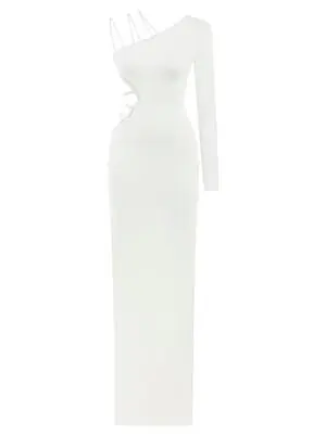 JENDUE Aurora One-shoulder Maxi Dress - White