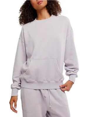 Free People Intimately Fp Slow It Down Oversized Cotton-blend Sweatshirt - Lilac Marble