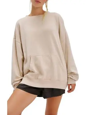 Free People Intimately Fp Slow It Down Oversized Cotton-blend Sweatshirt - Morning Oat