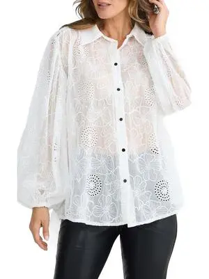 BRAVE+TRUE Eden Eyelet Shirt - White Floral