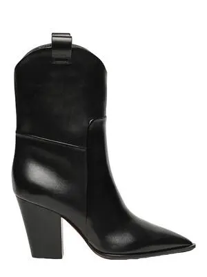 Santoni Leather Texan Ankle Boots - Black