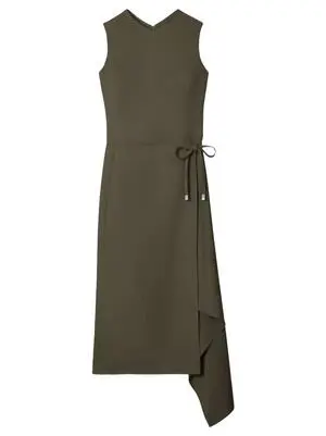 Tory Burch Asymmetrical Wrap Midi Dress - Green
