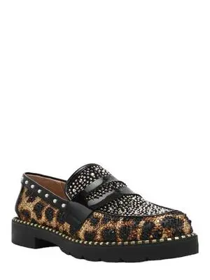 Betsey Johnson Lydia Lug-Sole Loafer Leopard