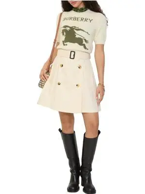 Burberry Gabardine Trench Mini Skirt - Ceramic White