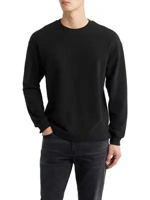 FRAME Long Sleeve Waffle Stitch T-shirt - Black